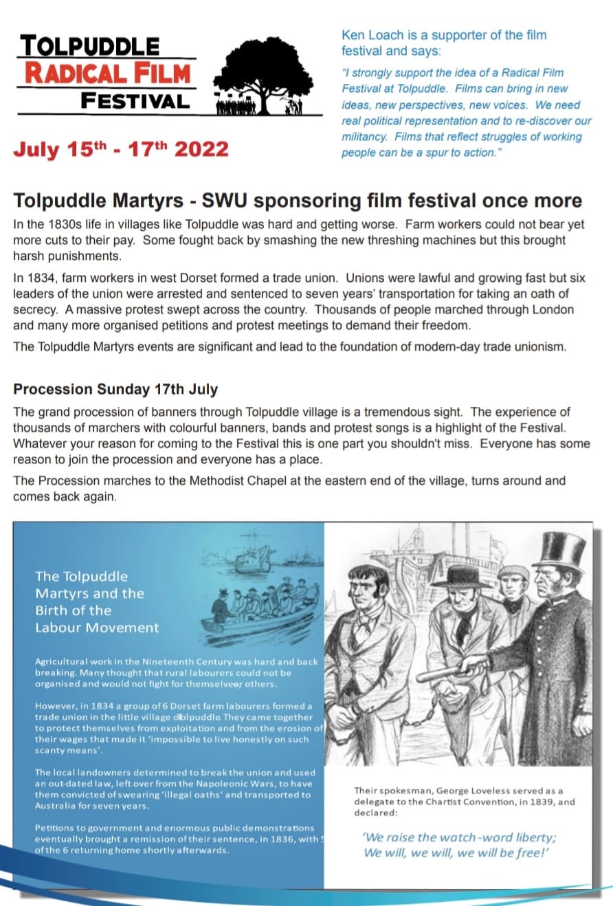 Tolpuddle Martyrs March 15-17th July 2022 - SWU Social Workers Union